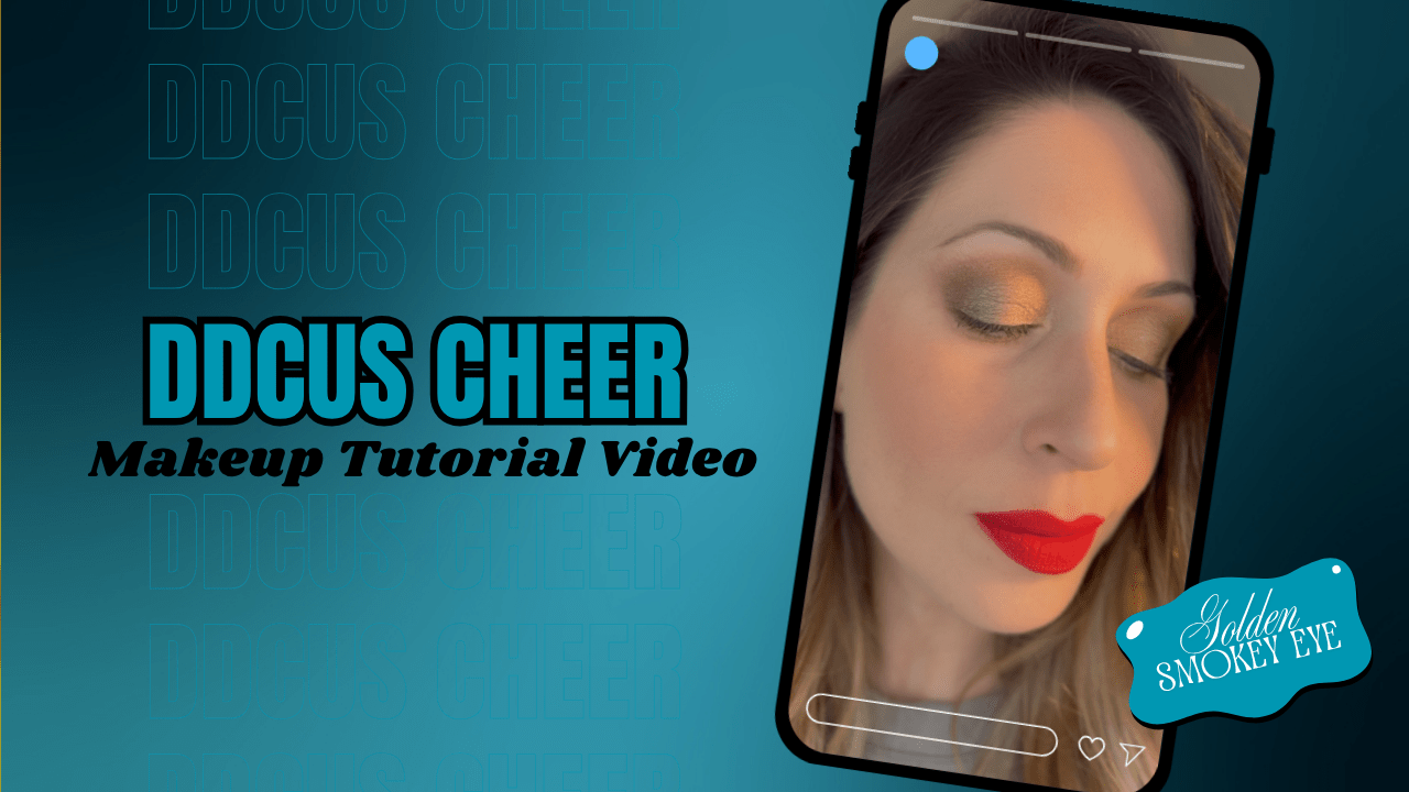 DDCUS Cheer Makeup Tutorial for Gold Shimmer Eyes and Matte Lip